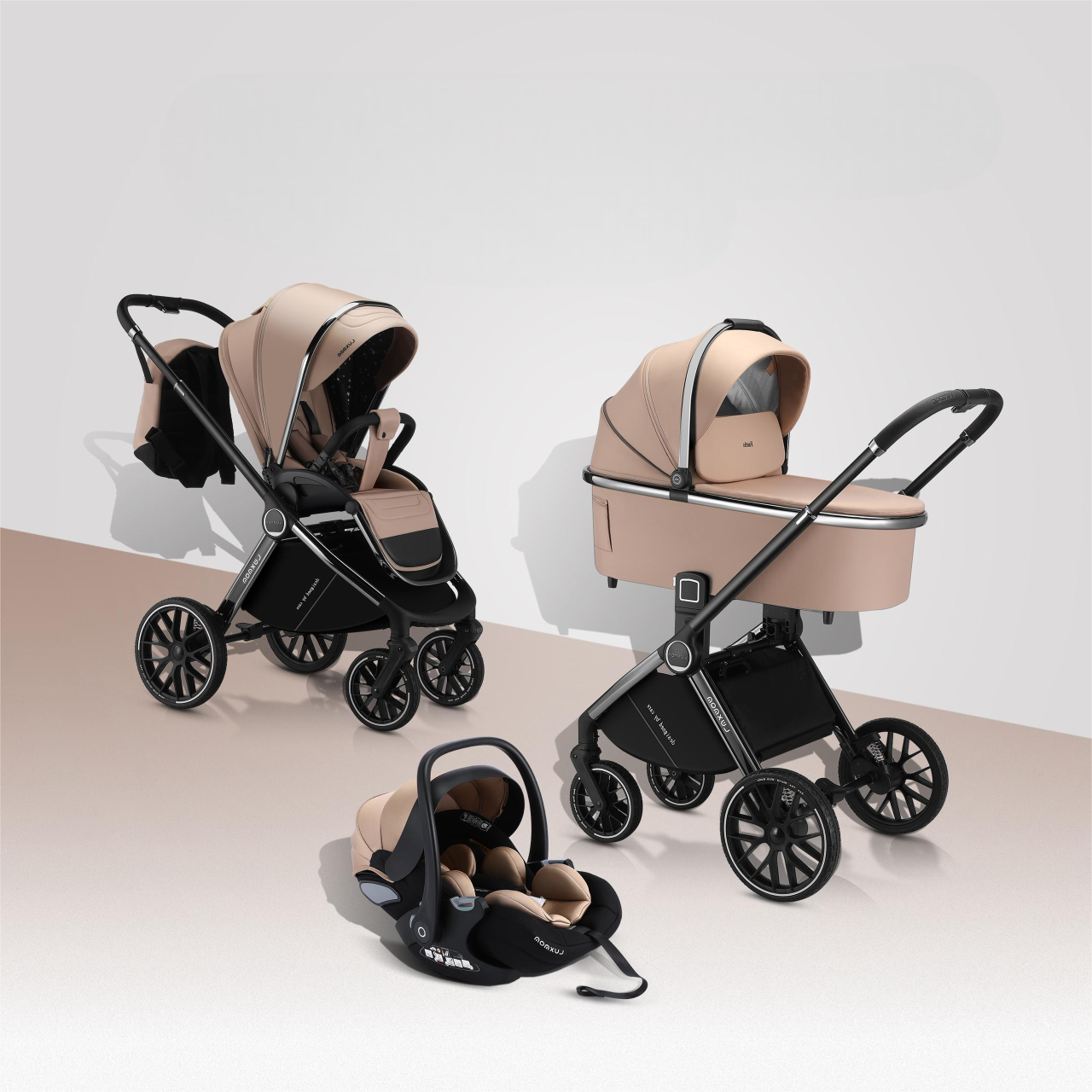 Коляска универсальная 3в1 BREND LUXMOM ORIGINAL 777, реверсивный блок, цвет хаки