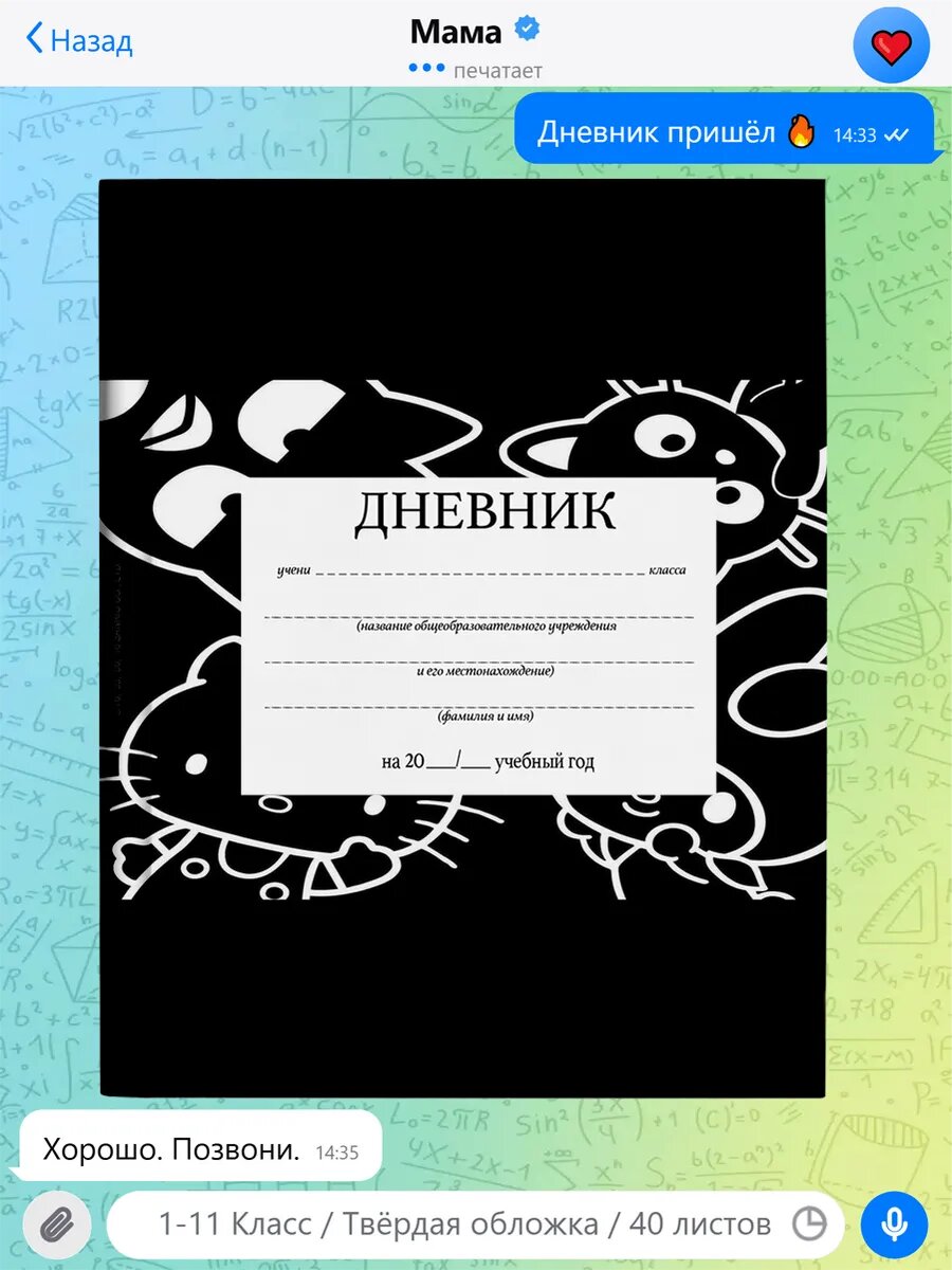 Школьный дневник с принтом Хелло Китти