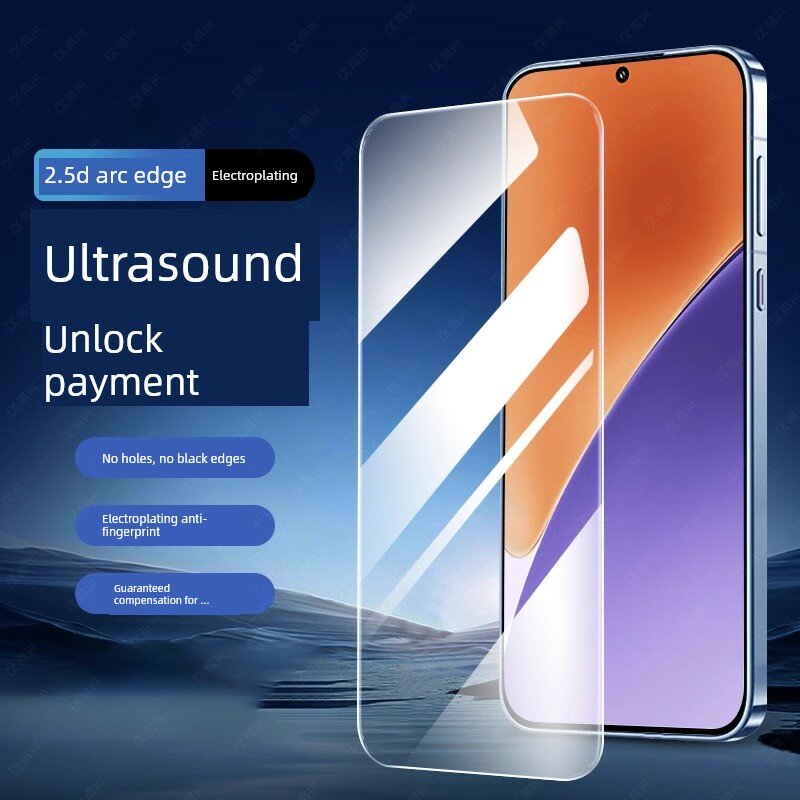Защитное стекло для Xiaomi 15 с ультразвуковым сканером отпечатков пальцев, полный экран без отверстий, края без