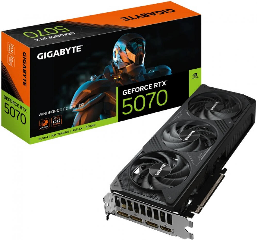 Видеокарта RTX 5070 12Gb Gigabyte GV-N5070WF3OC-12GD, Blackwell 6144 ядра CUDA, 3 вертушки