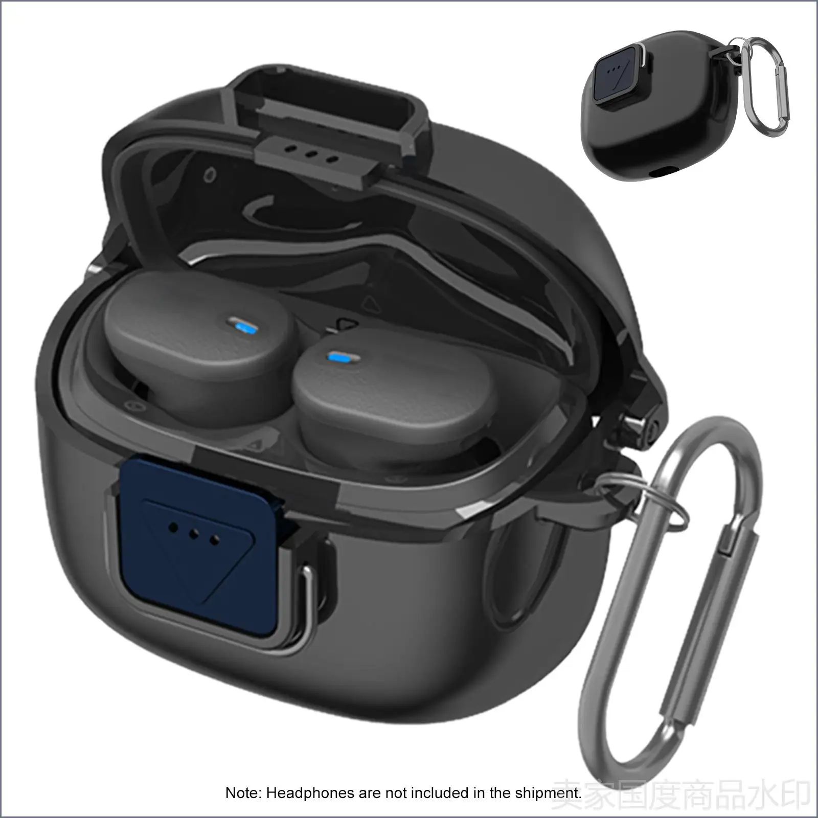 Чехол для JBL Tune Buds 2 из ТПУ, чёрный, с креплением