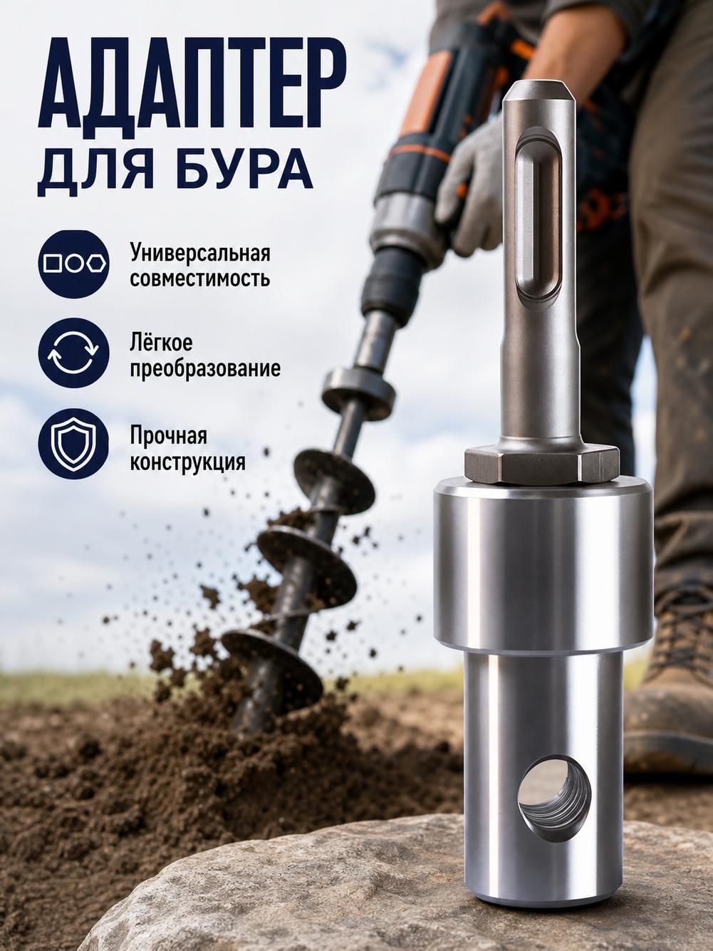 Переходник для шнека под перфоратор