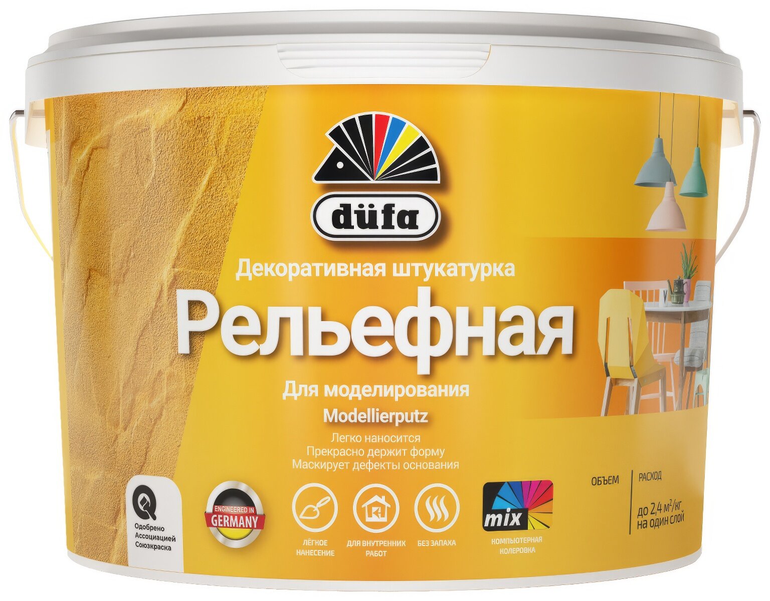 Штукатурка декоративная структурная Dufa Modellierputz 6 кг цвет белый