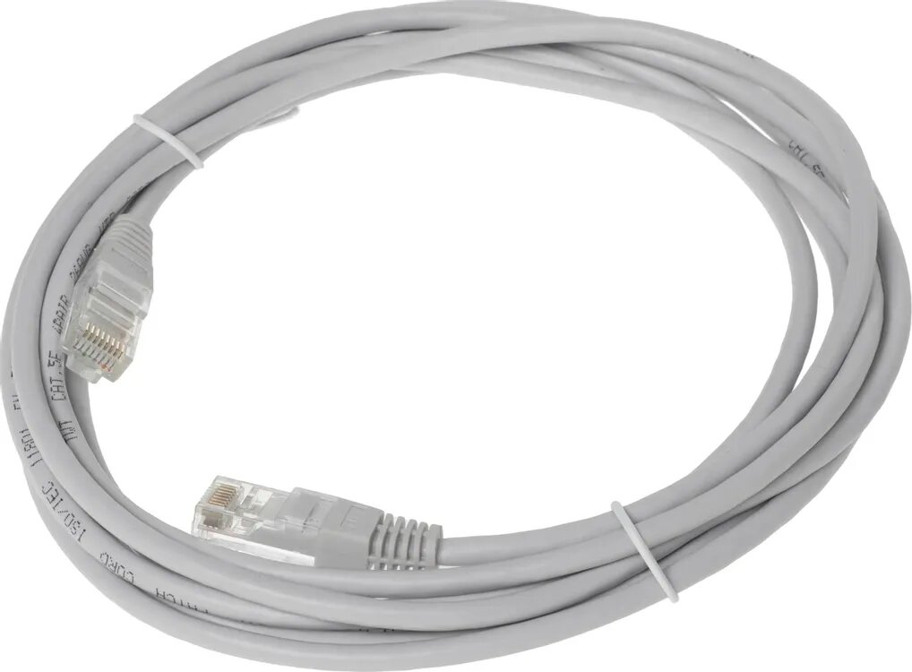 Патч-корд LanMaster вилка RJ-45, вилка RJ-45, кат.5E, ПВХ, 3м, серый