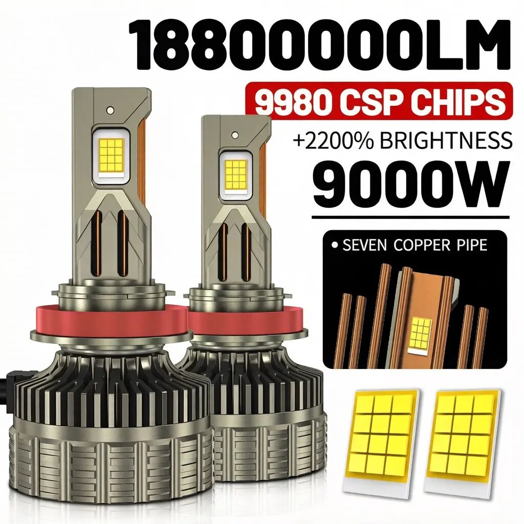 Светодиодные лампы для авто 9000W 18800000LM H4 LED Canbus H7 H1 H8 H11 9005 9006 H4/9003/HB2 Hi/Lo