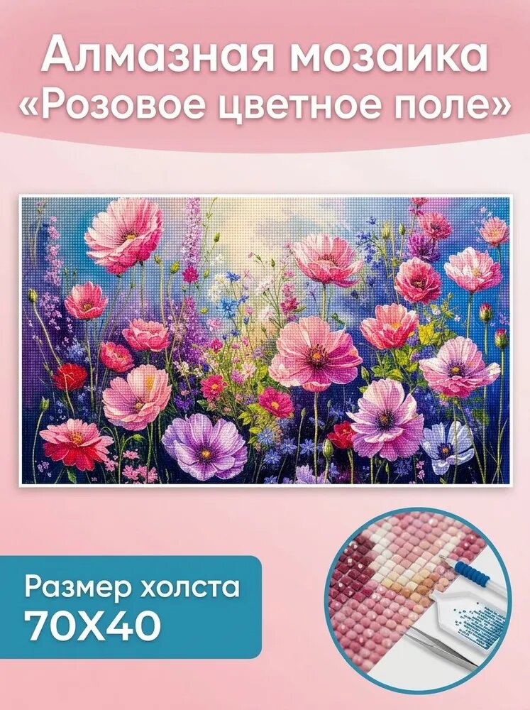 Алмазная картина для дома для интерьера для творчества для декорирования помещения с изображением Алмазная мозаика Розовые мак