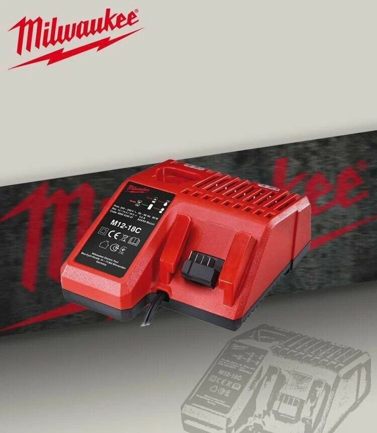 Зарядное устройство Milwaukee M12-18C для инструментов M12/M18, красный, 1 шт. Зарядка инструментов OEM без коробки