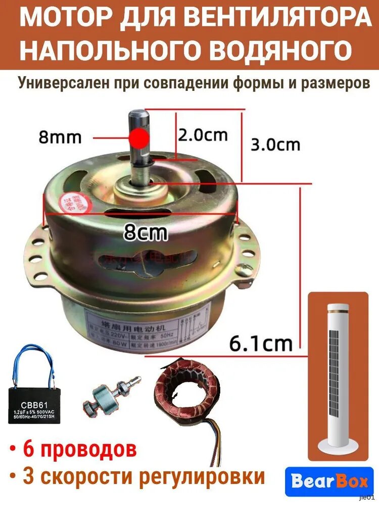 Мотор для вентилятора напольного водяного YYHS-80