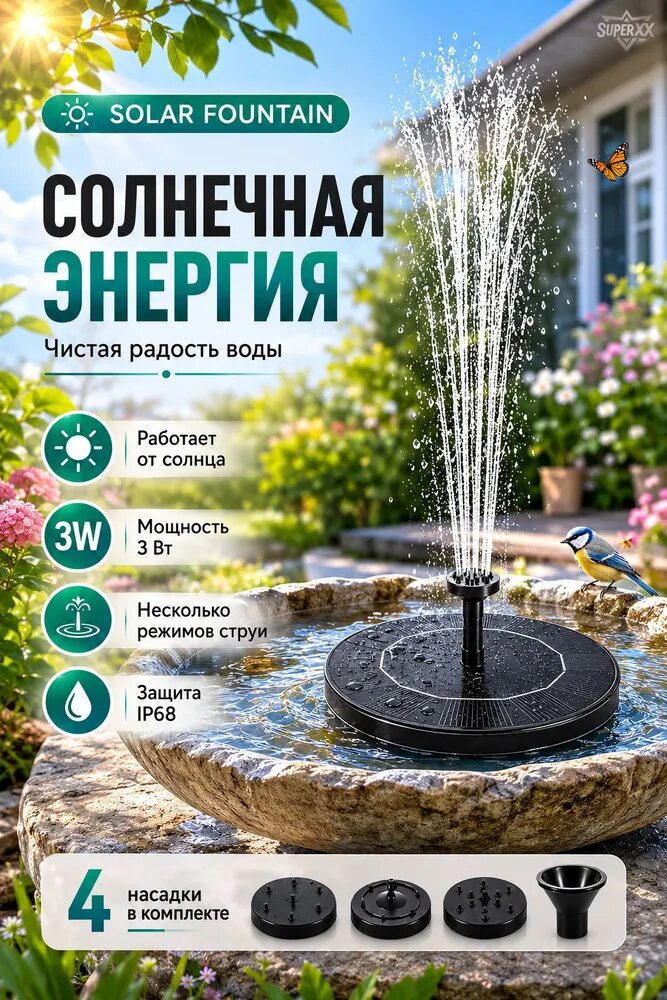 Фонтан садовый 0.15 м3/час с подсветкой