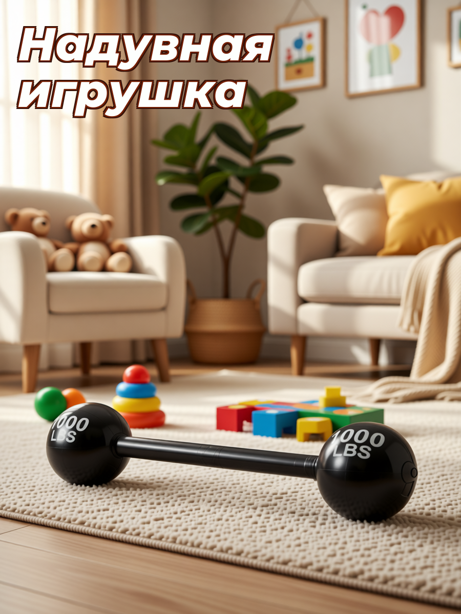 Надувной Барbell Игрушка Для Детей 2 Штуки Пвх Черный 120 X 20 X 20 См Развитие Координации