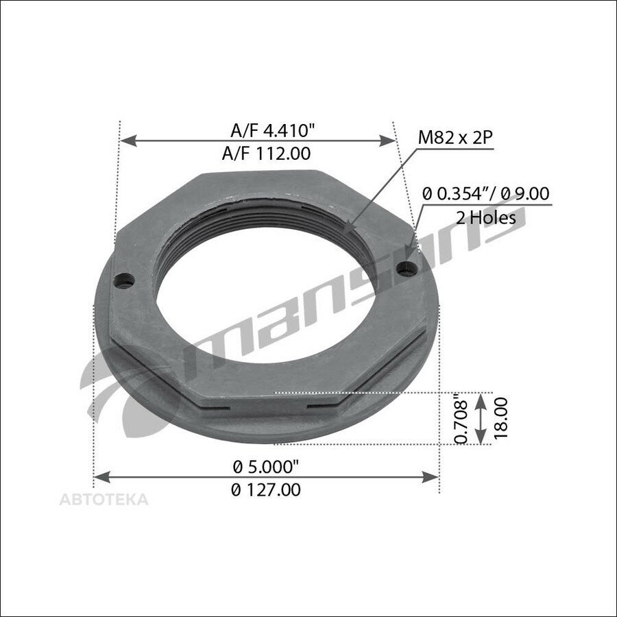 Гайка ступицы M82х2мм MERITOR MANSONS 780003