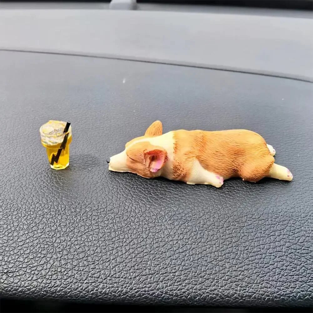 Украшение автомобиля Corgi, мини-Спящий автомобильный орнамент Corgi, милый центр автомобиля, кукла из смолы, животное, украшение интерьера консоли, Decorat L2R8