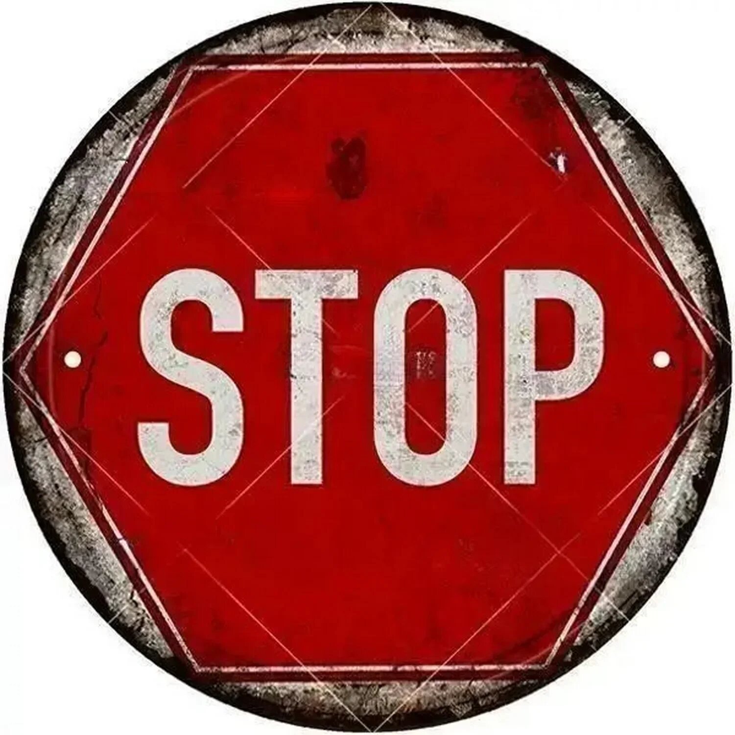 Винтажная табличка STOP, красный, цвет 19