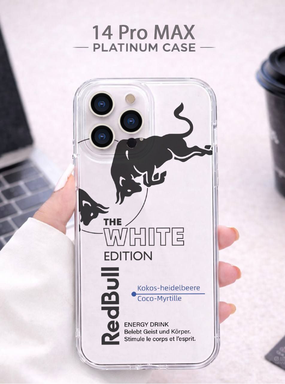 Чехол на iPhone 14 Pro MAX с принтом Red Bull ред бул прозрачный