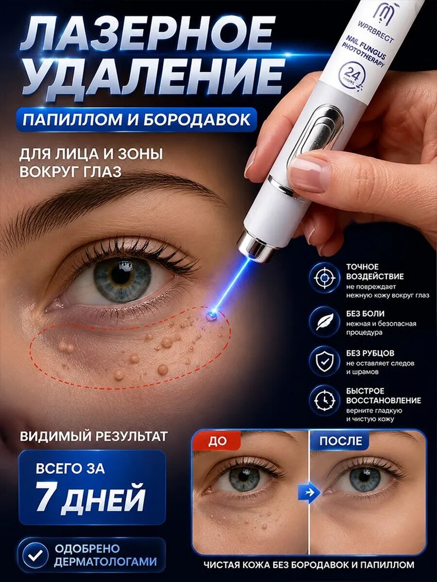 Световая ручка с синим светом для ухода за кожей
