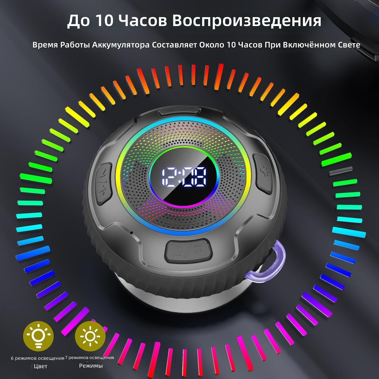 Беспроводная колонка с защитой IPX-7, высокой громкостью, длительным временем автономной работы и стереозвуком, чёрная