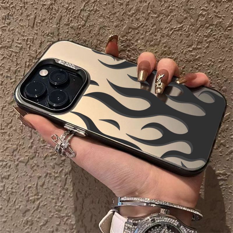 Чехол на Aйфон 13 / IPHONE 13 Черный с принтом Черное пламя стиле силиконовый противоударный
