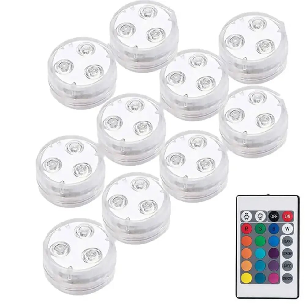 RGB LED Подводные светильники 10 шт. + пульт