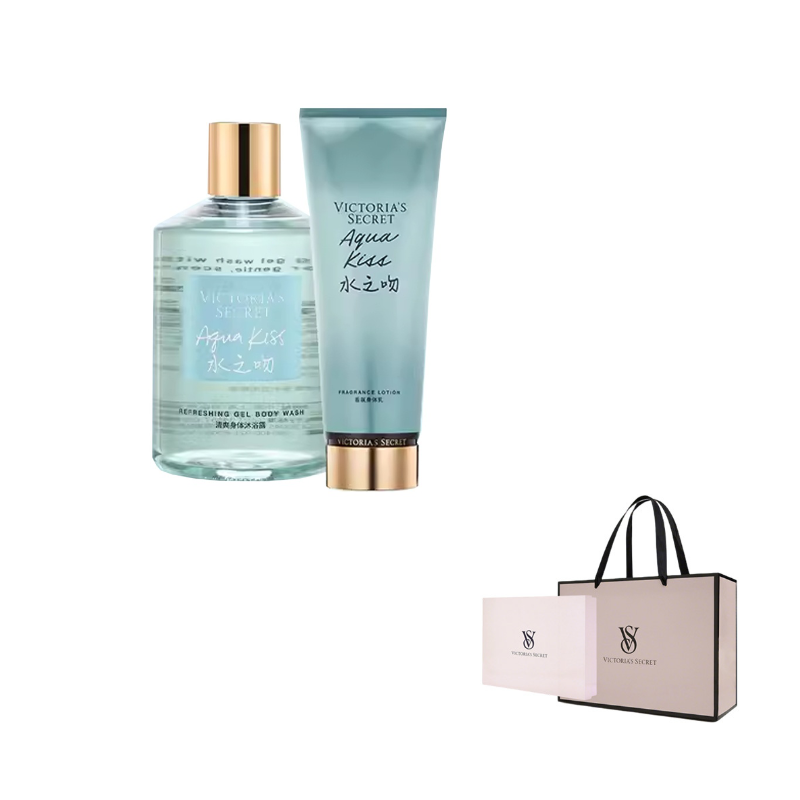 Наборы для ухода за телом унисекс Victoria's Secret Fragrance Bath Care Kits, Water Kiss Body Lotion 236ml + Water Kiss Body Wash 300ml