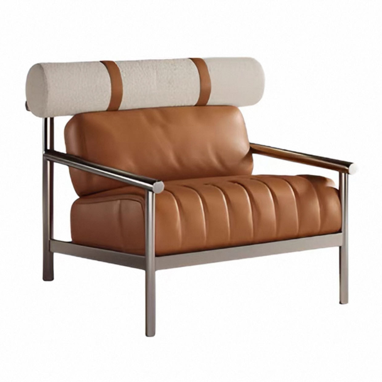 Интерьерное кресло на металлической основе с мягким элементом на спинке Leognan (коричневое)