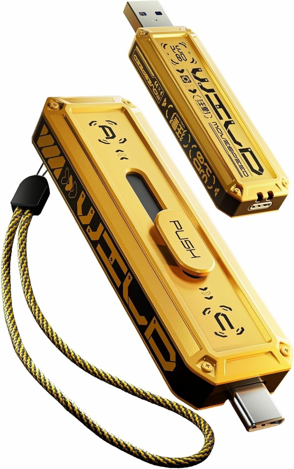 Портативный SSD 128 ГБ , USB 3.2 Gen2/USB-C , 1000 МБ/с , Два порта , 3-ступенчатая защелка , Для iPhone 15/16, Mac, Android