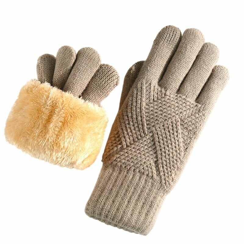 (1 пара) Двухслойные утеплённые перчатки A68 - хаки