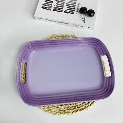 LE CREUSET Керамическая круглая подставка 31 см на фиолетовом для гриля, стейков и рыбы - выдерживающая высокую
