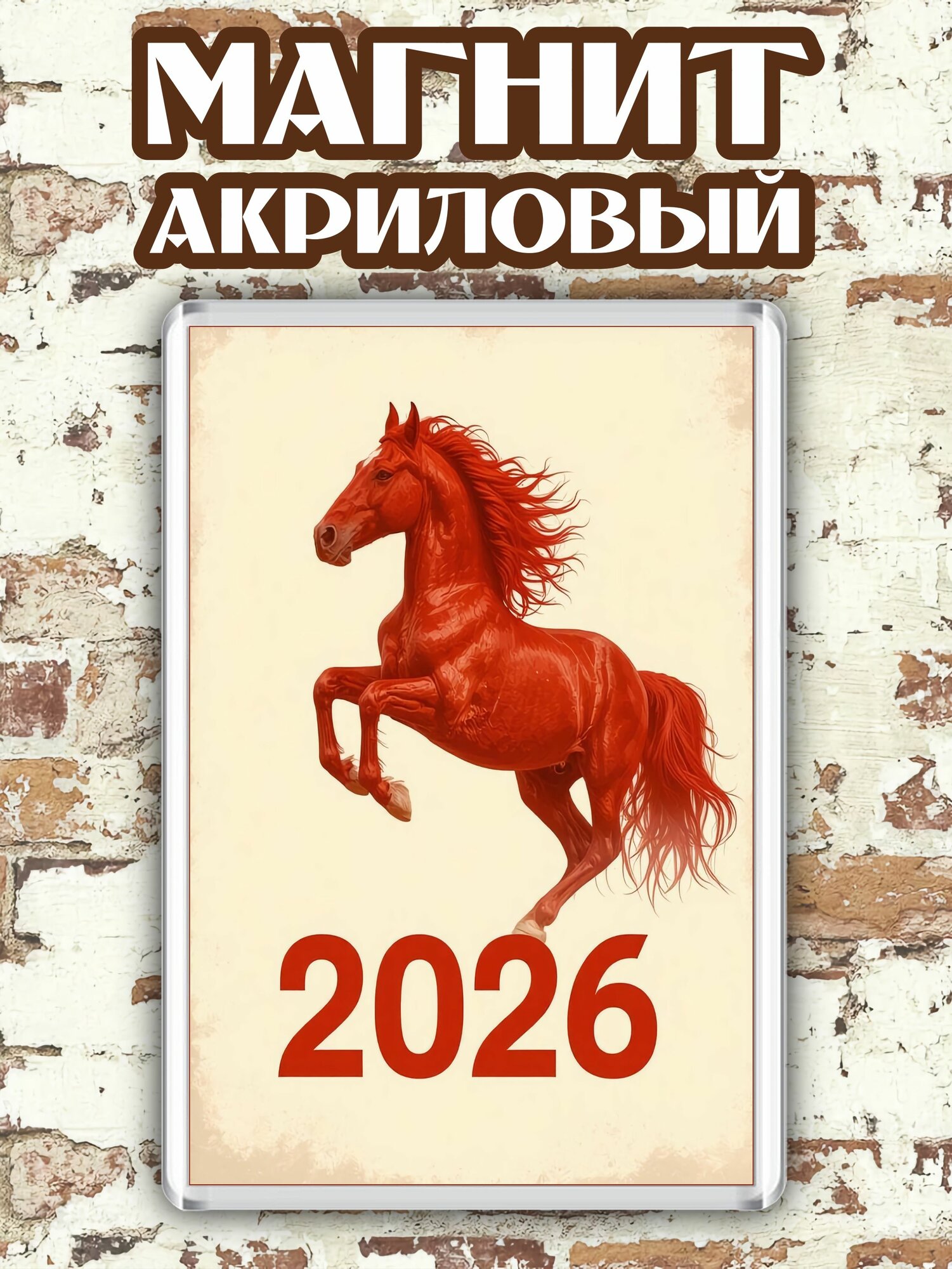 Магнит на холодильник "Конь-огонь. 2026"