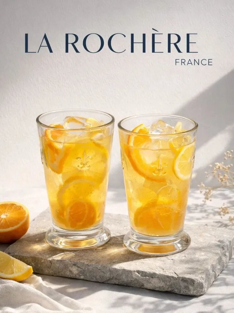 La Rochere стаканы подарочный набор Лилия "FLEUR DE LYS" 2 шт, 300мл. Закаленное стекло. (Франция)