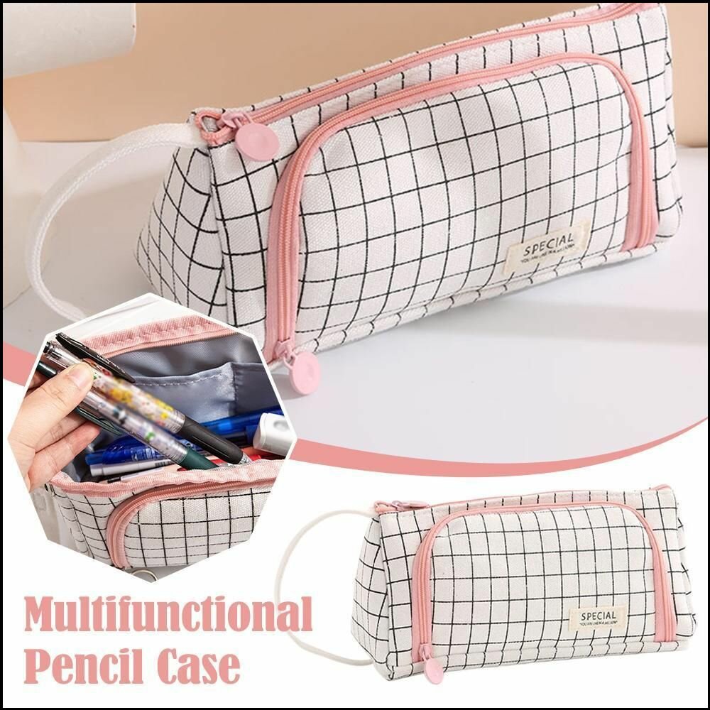 Вместительный треугольный пенал для школы: стильный, с отделениями, ручка для переноски