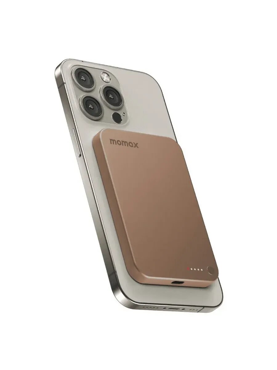 Повербанк Momax Q.MAG X metal magnetic wireless charging power bank 5000 mAh - Bronze
