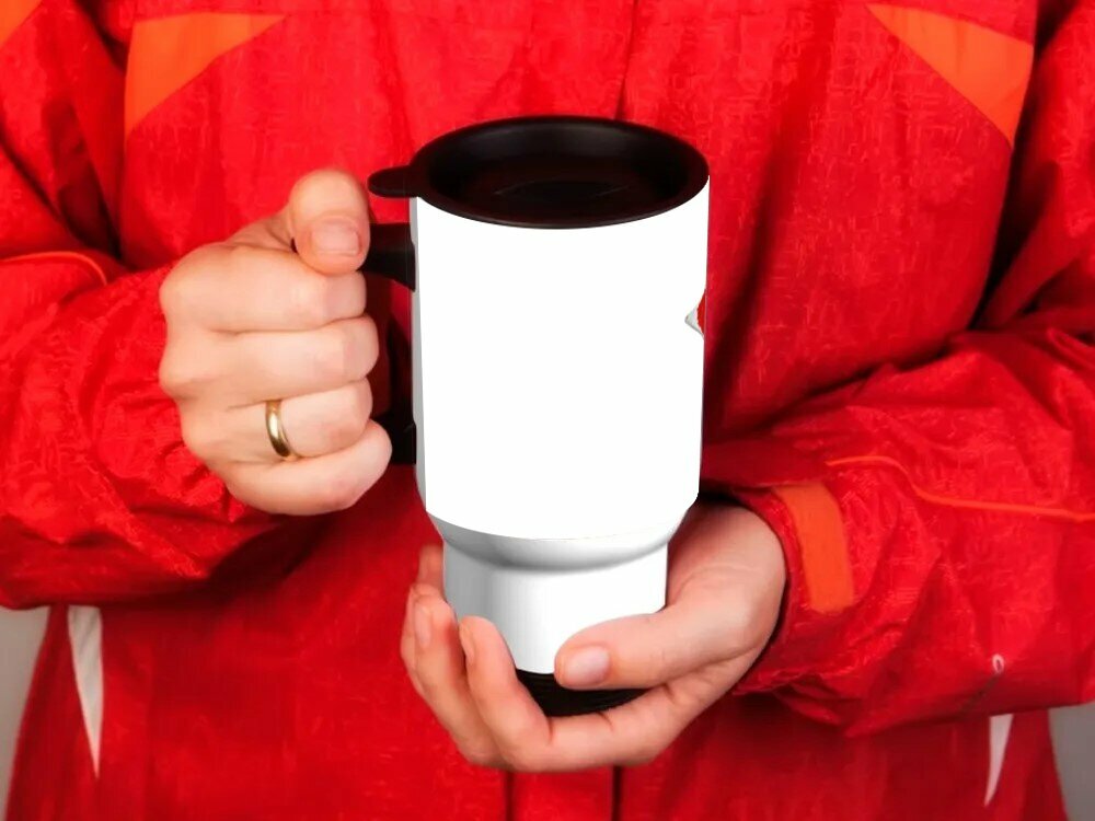 Тремокружка для авто с принтом "Советский символ изолированных красные советские звезды с серпом и молотом изолирован на белом фоне коммунизму коммунистического молоток." 0.5 л.