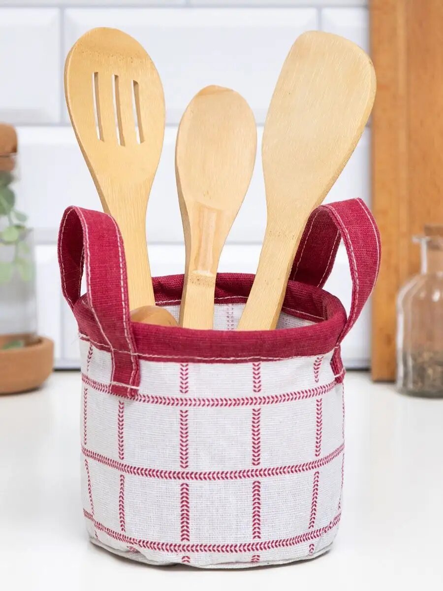 Корзинка текстильная «Этель» From kitchen, с ручками, 12×14 см