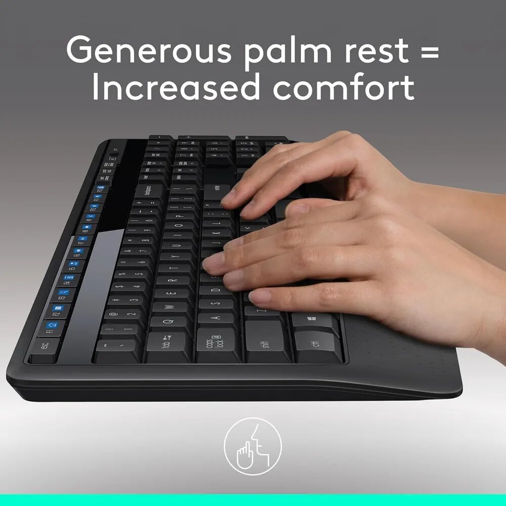 Logitech Комплект клавиатура, мышь беспроводная MK345/ MK346P, Английская раскладка, черный