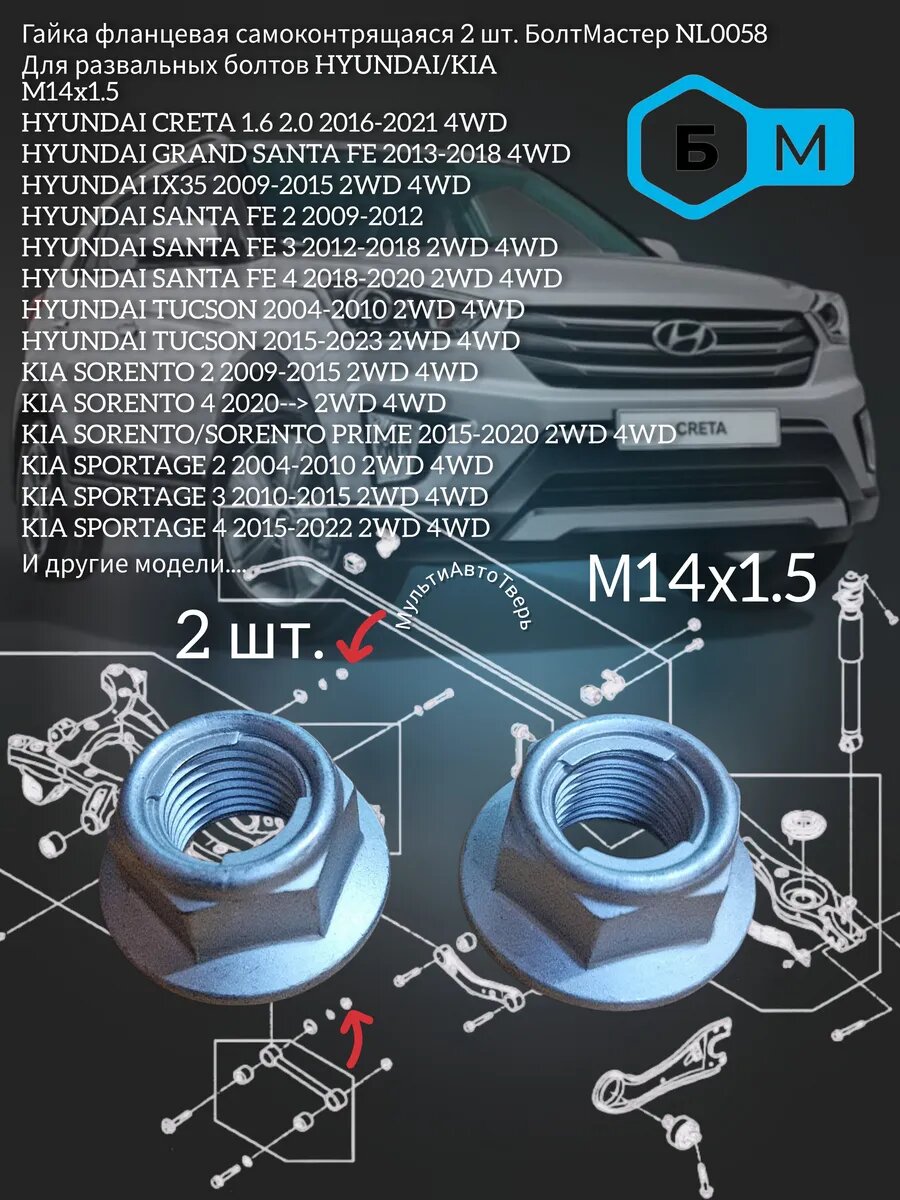 Гайка 2 шт. HYUNDAI KIA М14х1,5