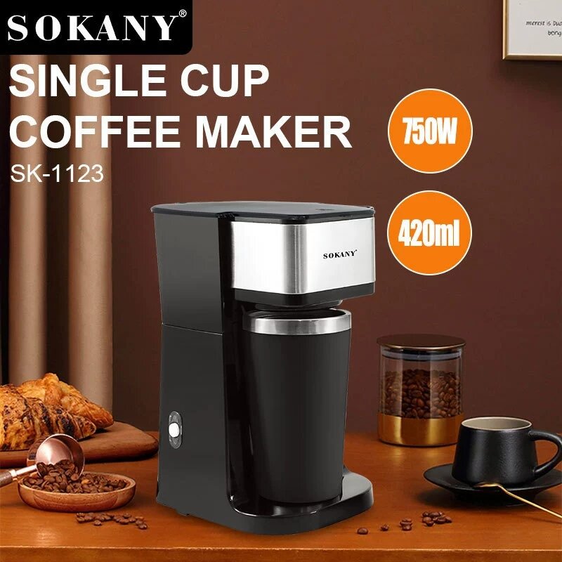 Кофеварка капельная электрическая JVC JK-CF1042 white с термокружкой 420 мл из нержавеющей стали