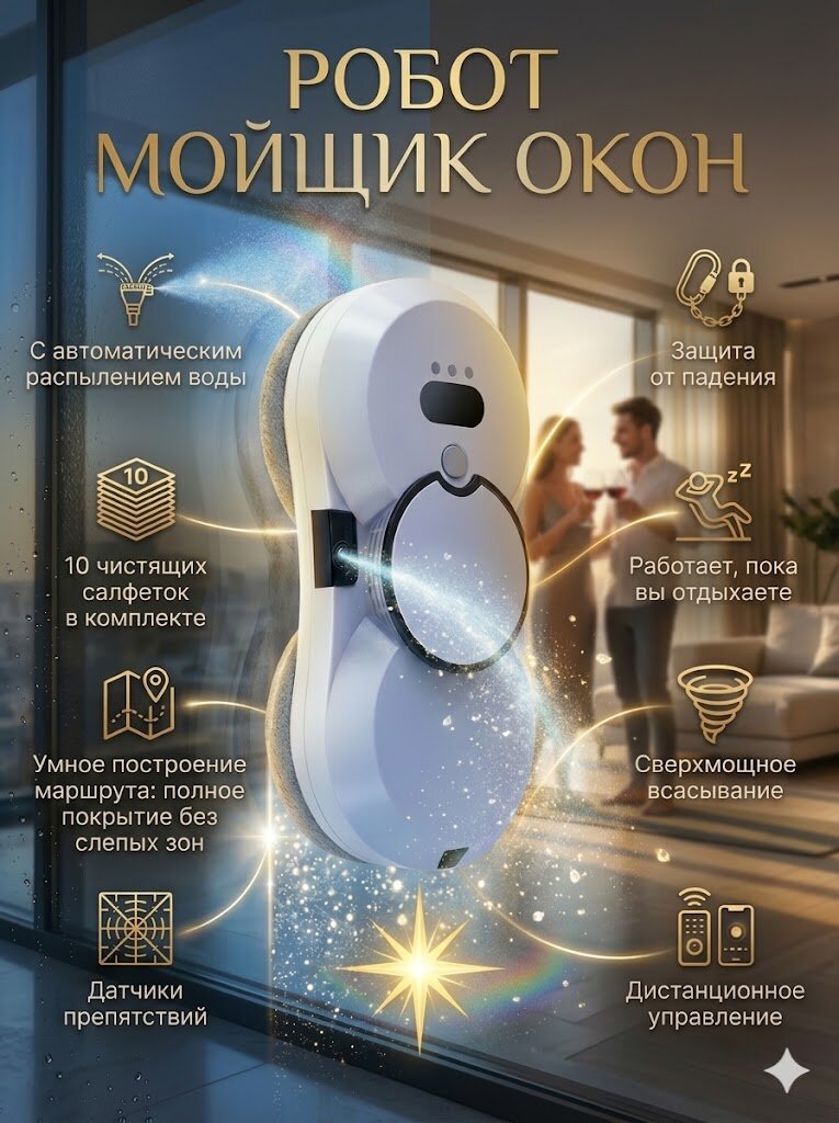 Робот мойщик окон с распылением; Робот мойщик окон мощный, стеклоочиститель для окон и стекол техника для дома я