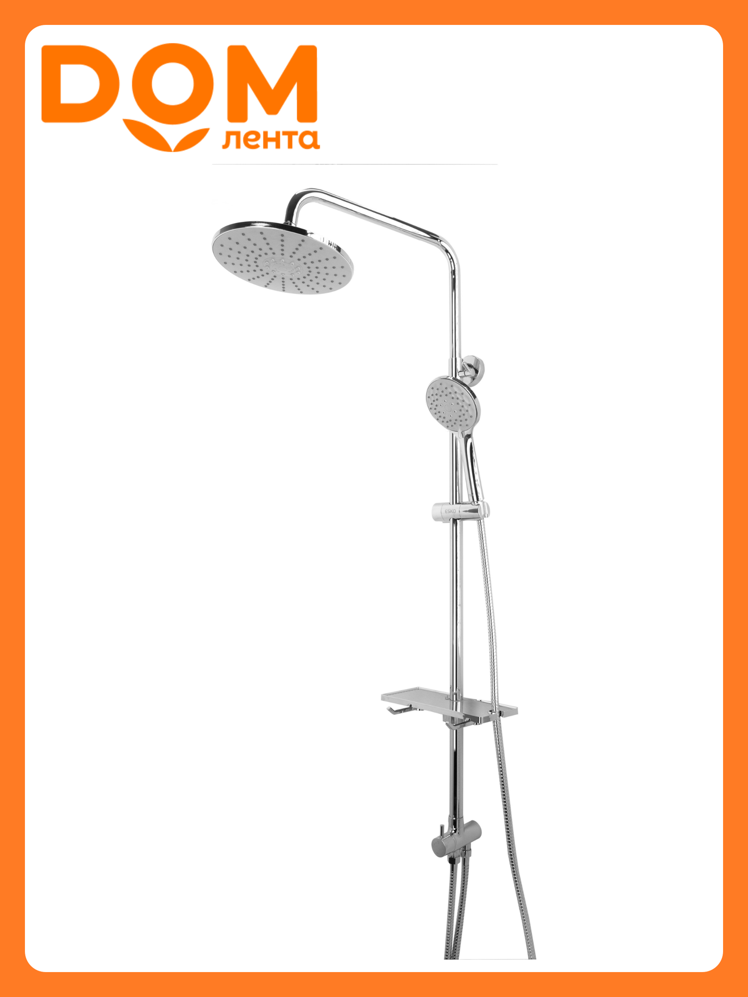 Душевая система ESKO, серебристый, выдвижная телескопическая стойка, нержавеющая сталь, хром