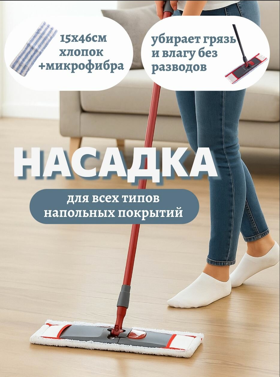 Насадка для швабры Attribute "ACTIVE CLEAN" из микрофибры, универсальная