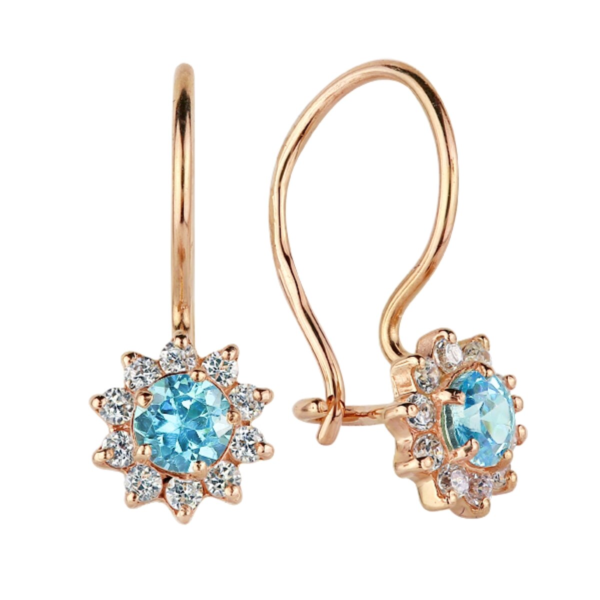 Серьги, красное золото, 585 проба, фианит