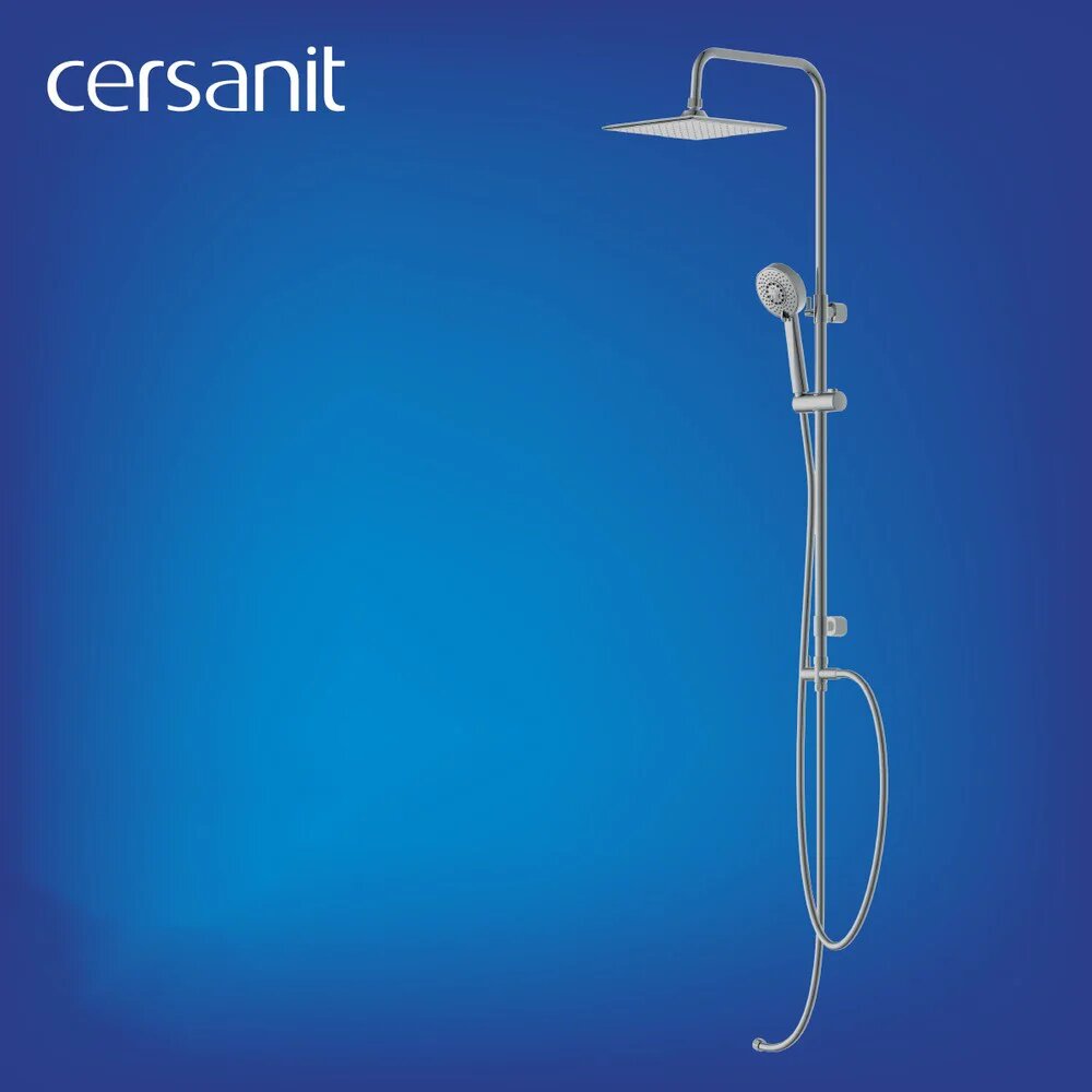 Душевая стойка Cersanit Нено (Neno) 63477 хром, глянцевая, душевая система с тропическим душем, без смесителя, нержавеющая сталь