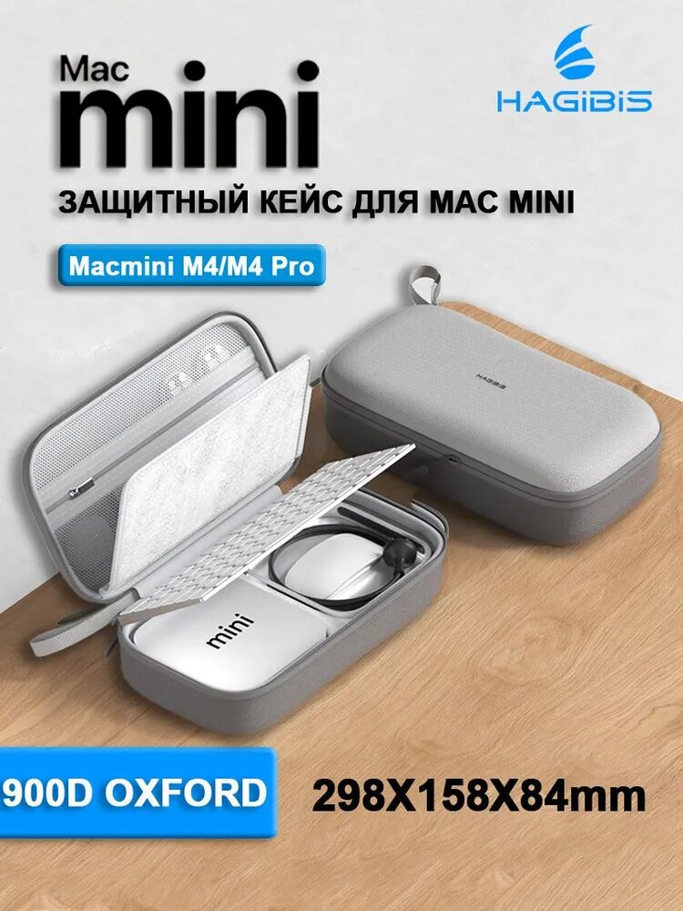 Сумка для хранения HAGiBiS Чехол для Mac mini M4/M4 Pro, 900D Oxford, EVA защита, влагостойкий, органайзер