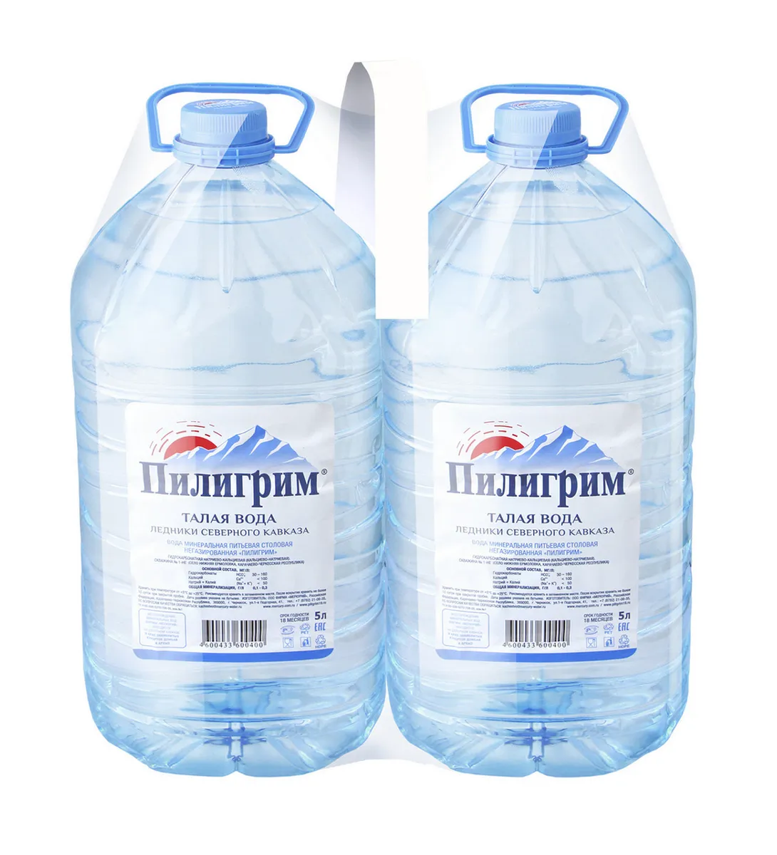 Вода минеральная питьевая Пилигрим 2 шт по 5 л, негазированная, ПЭТ