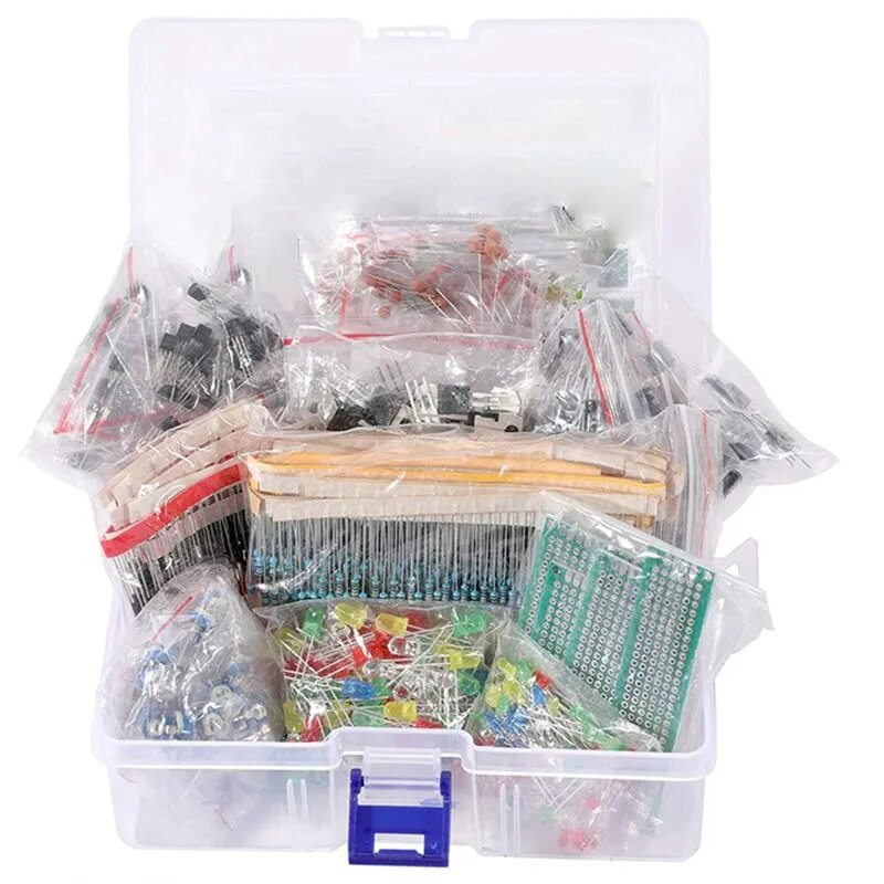 1818PCS DIY Electronics Components Kit Assortment Резисторы LED Triode Capacitors Diodes PCB Potentiometer Resistanc
