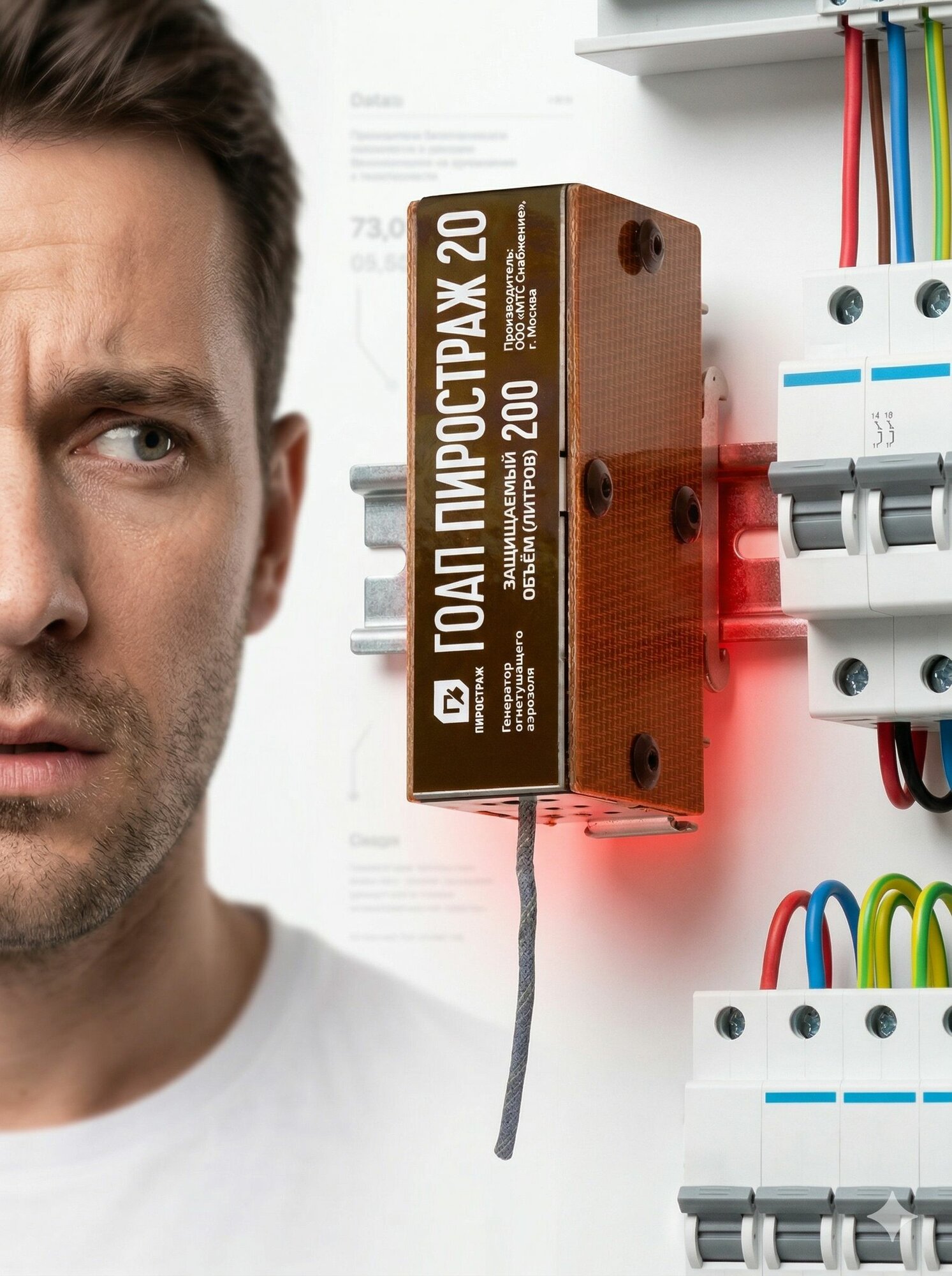 Установка пожаротушения на дин din рейку в электрощит щиток ЩИТ Пиростраж