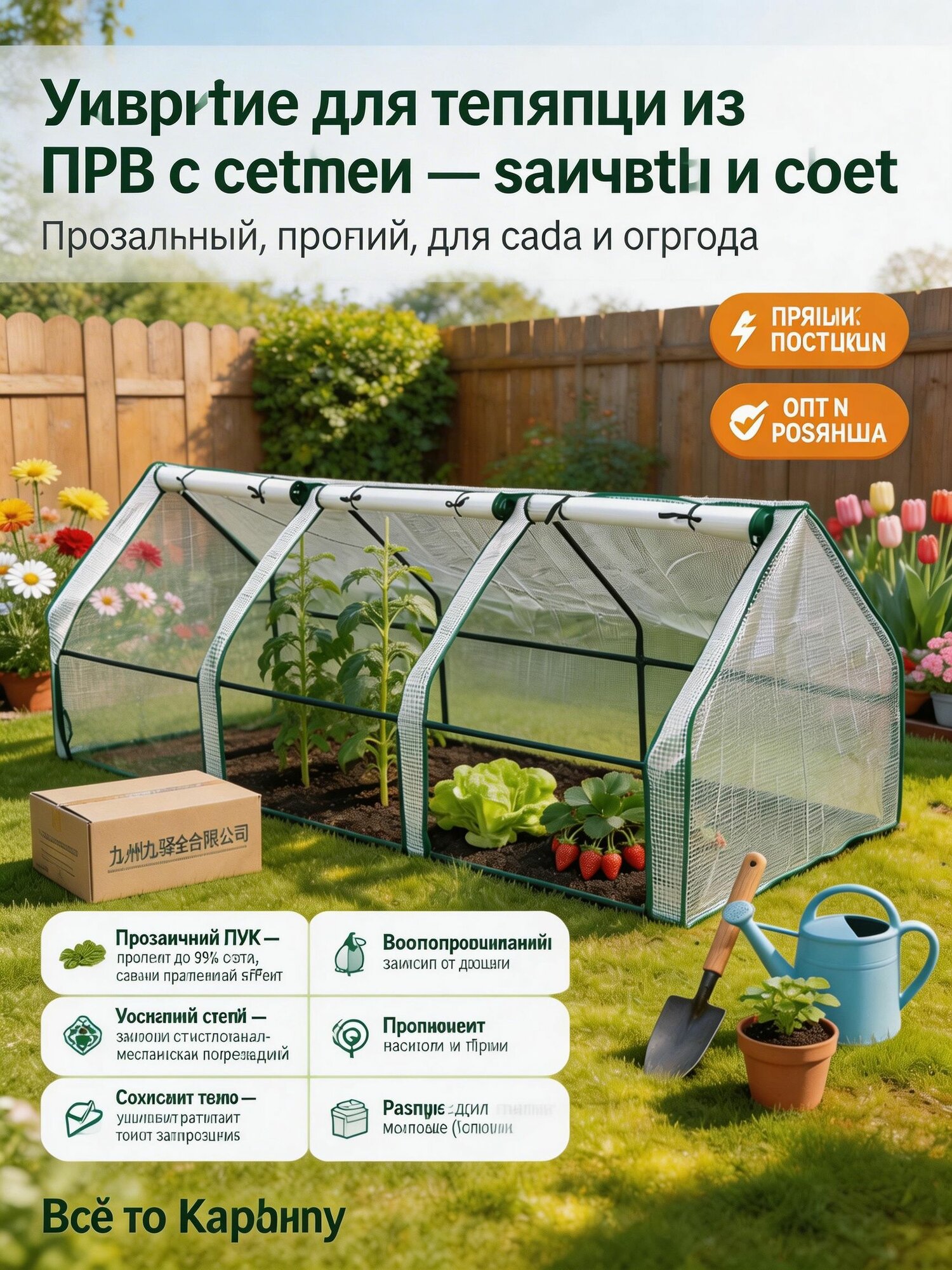 Парник, теплица арочная Chronus-OD00029 2.7х0.9х0.9м, Пластикат