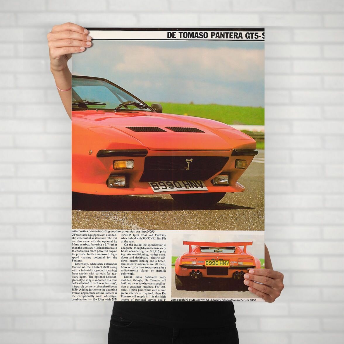 Плакат на стену для интерьера Культовые машины (De Tomaso Pantera 1) - Постер по легендарным и классическим ретро автомобилям формата А2 (42x60 см)
