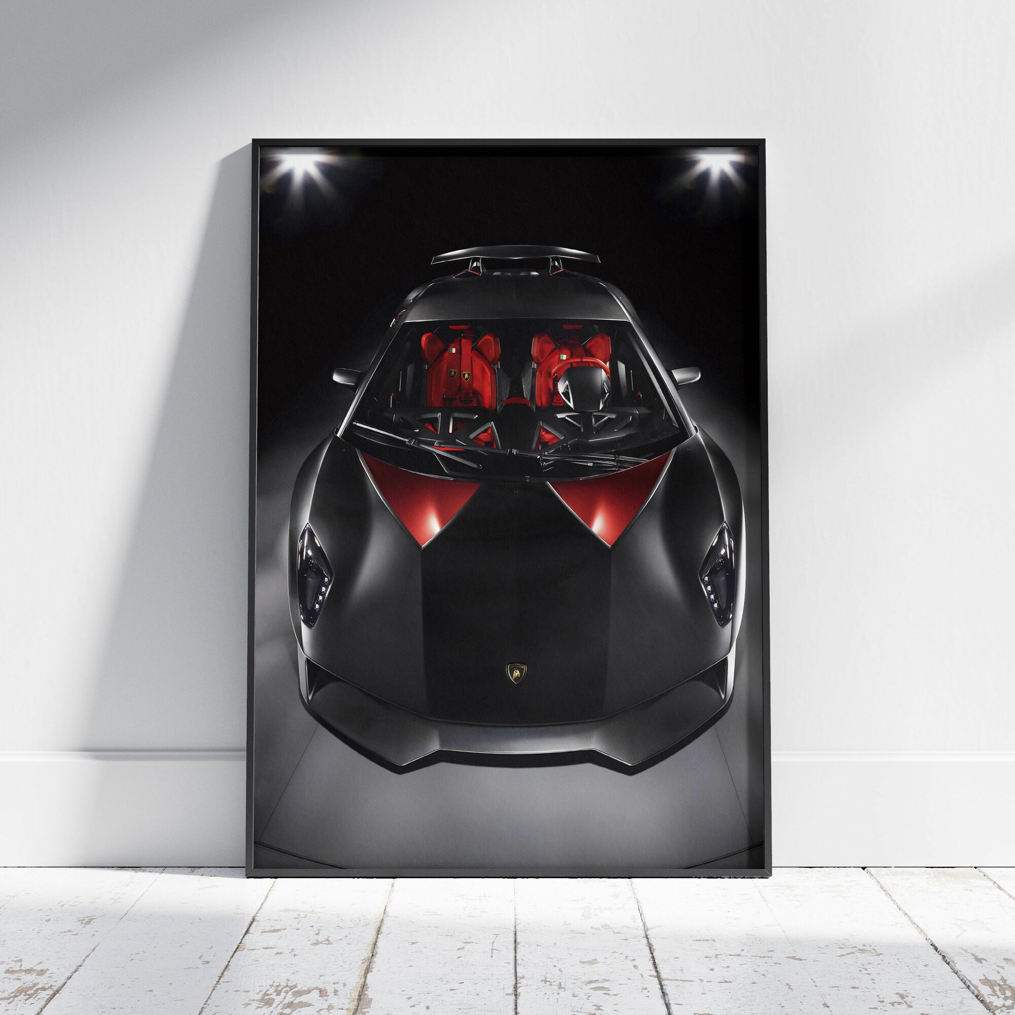 Плакат на стену для интерьера Спорткар (Lamborghini Sesto Elemento 2) - Постер по спортивным гоночным машинам автомобилям формата А4 (21x30 см)