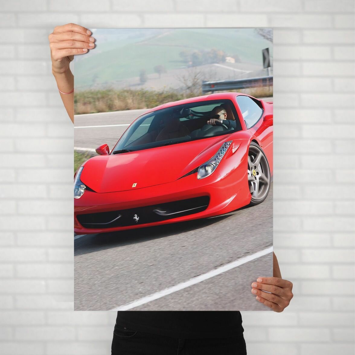 Плакат на стену для интерьера Спорткар (Ferrari 458 Italia 7) - Постер по спортивным гоночным машинам автомобилям формата А1 (60x84 см)