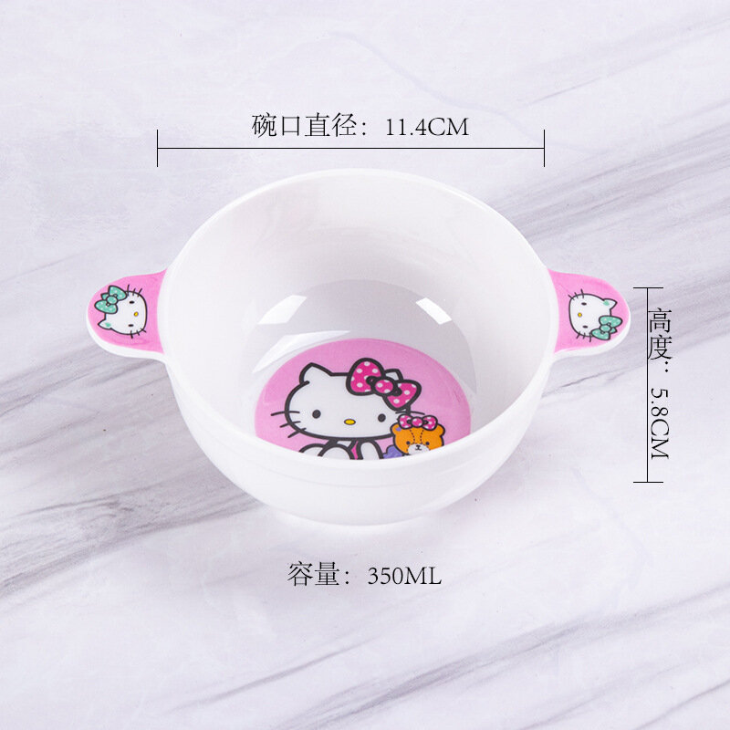 Столовая тарелка для семейного обеда Hello Kitty, милая миска, мультяшный детский набор посуды, миска для риса, тарелка для овощей.
